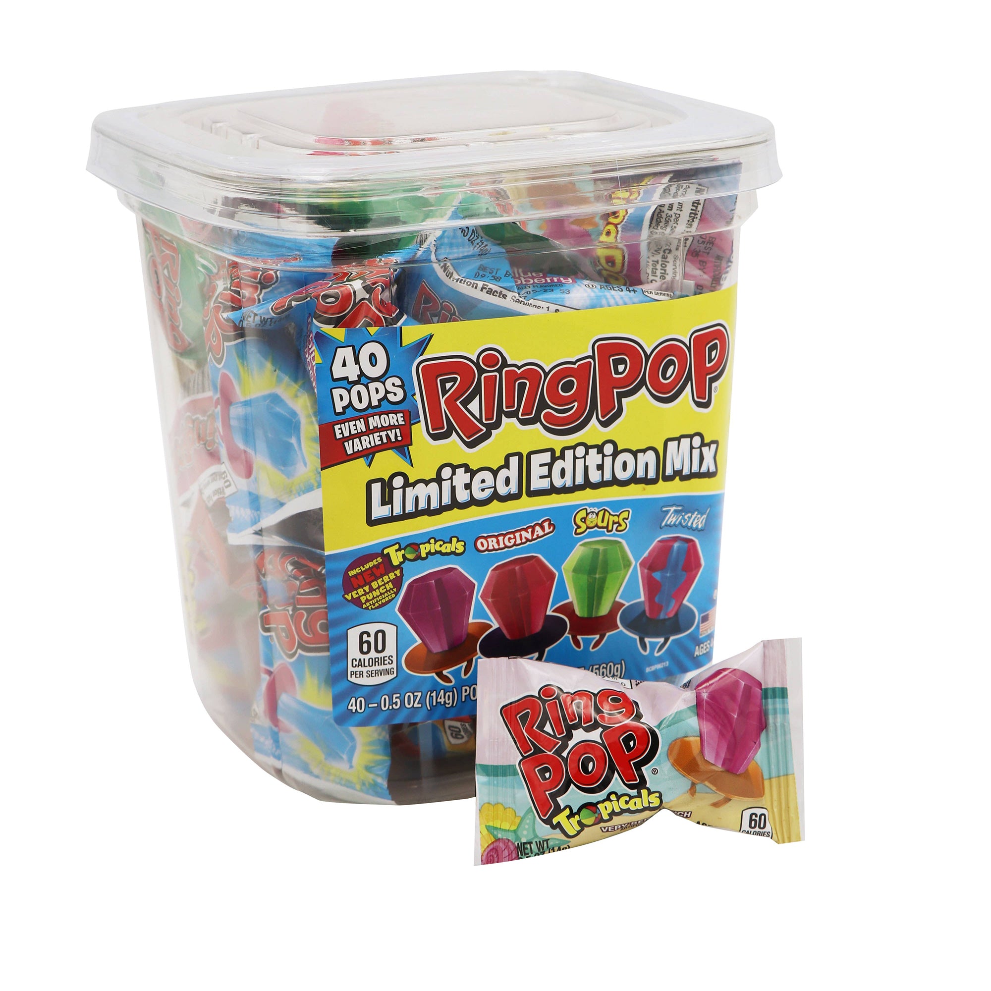 Ring Pop Tub, 0.5oz Pop, Bulk Wrapped, 40ct Tub – Grandpa Joe's